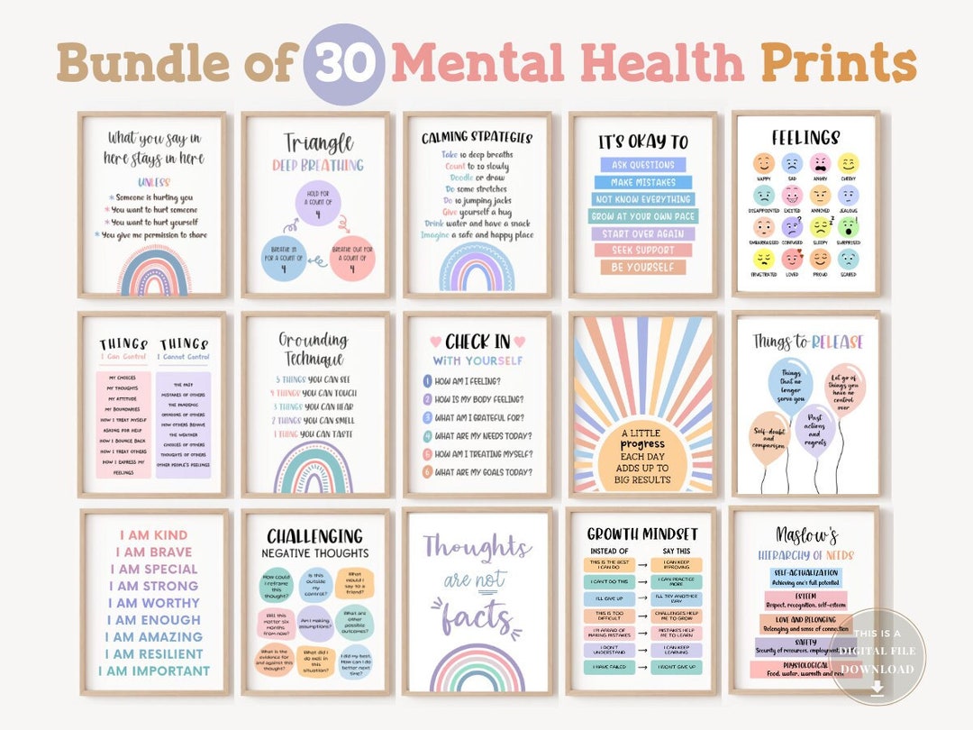 30 Therapy Poster Prints Office Decor Therapist Wall Art Mental Health ...