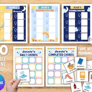 Bedtime Routine Checklist Morning Chart Editable Board Kids Visual ...