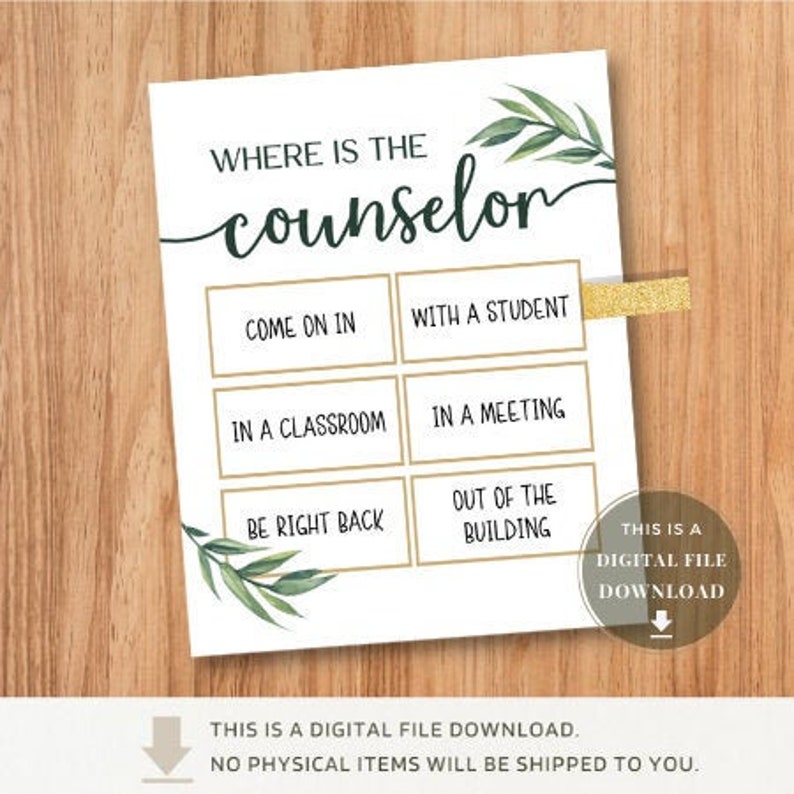 School Counselor Sign Door Office Where is the Hanger for | Etsy