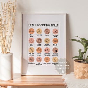 Healthy Coping Skills Poster Counselling Decor Psychology Office Art ...