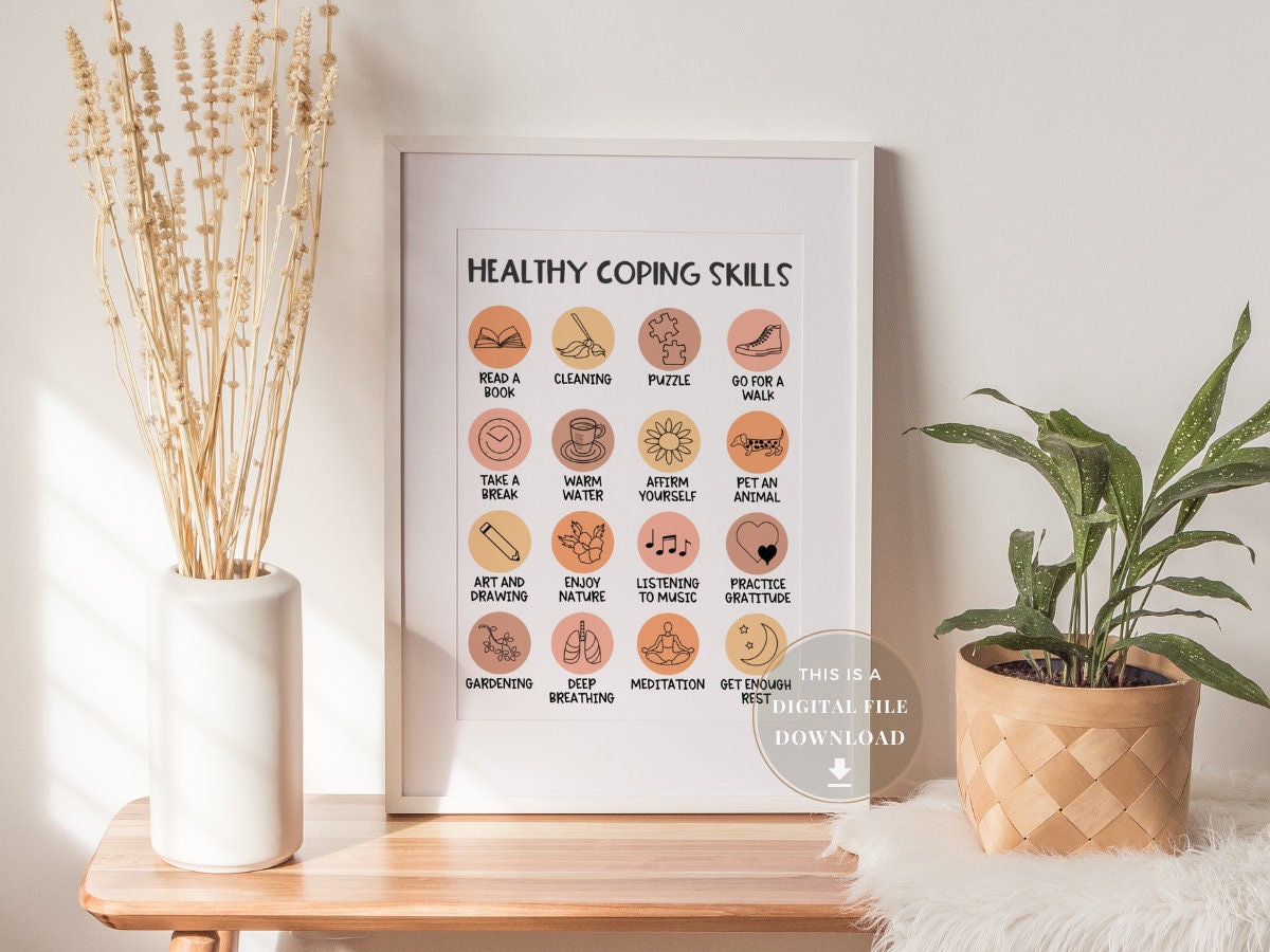 Healthy Coping Skills Poster Counselling Decor Psychology Office Art ...