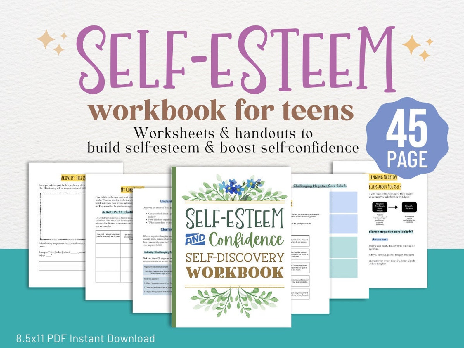 Self-esteem Workbook Teens Worksheet Confidence Therapy - Etsy