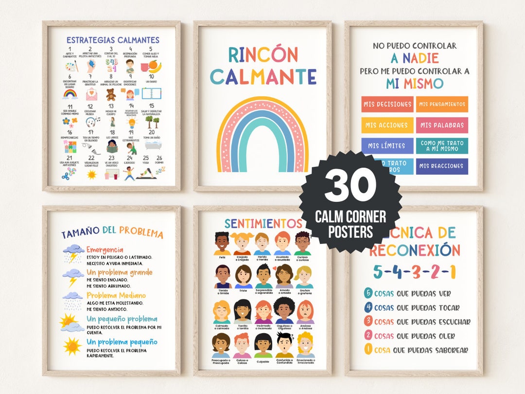 30 Spanish Calming Corner Posters Counseling Therapy Prints School ...