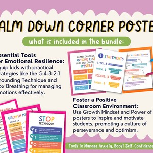 50 Calming Corner Poster Signs Calm Down Classroom Self Regulation ...