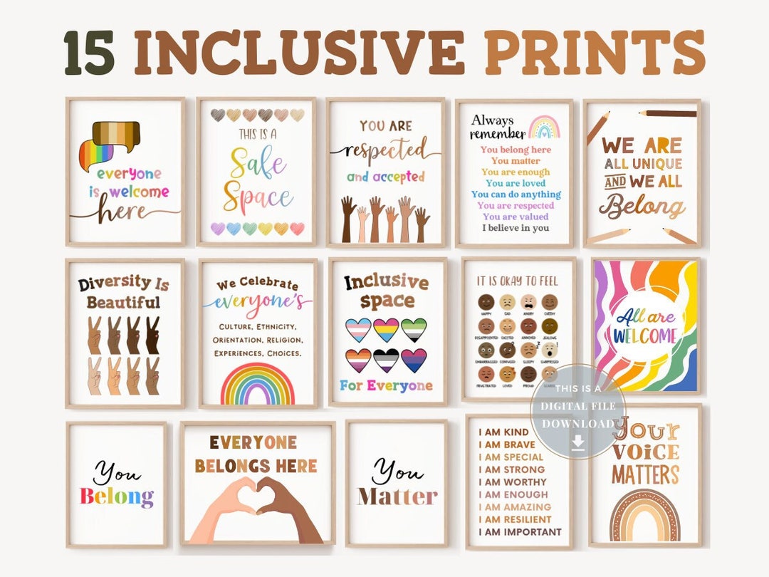 Inclusion Sign for Classroom Diversity Equity and Quotes Inclusive ...