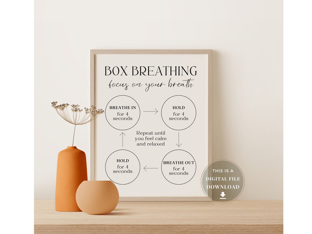 Box Breathing Counseling Poster Office Decor Therapy School Counselor ...