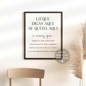 Spanish Confidentiality Poster Sign Counseling Office Decor Social ...