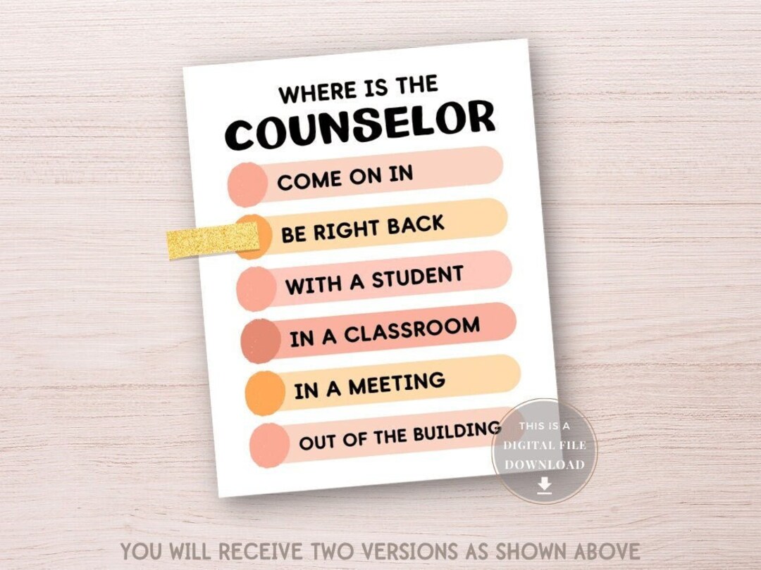 School Counseling Office Sign Door Counselor Decor Where is the School ...