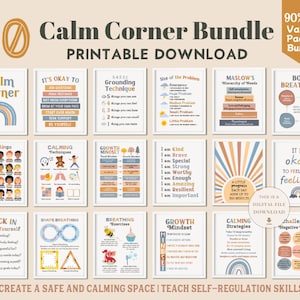 50 Calm Corner Posters Toddler Sign Feelings Thermometer Chart Emotions ...