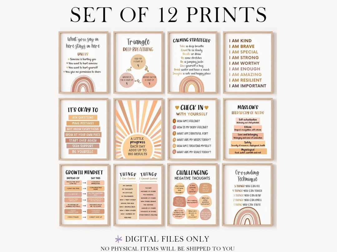 Boho 12 School Counselor Office Decor Poster Psychologist Wall Art ...