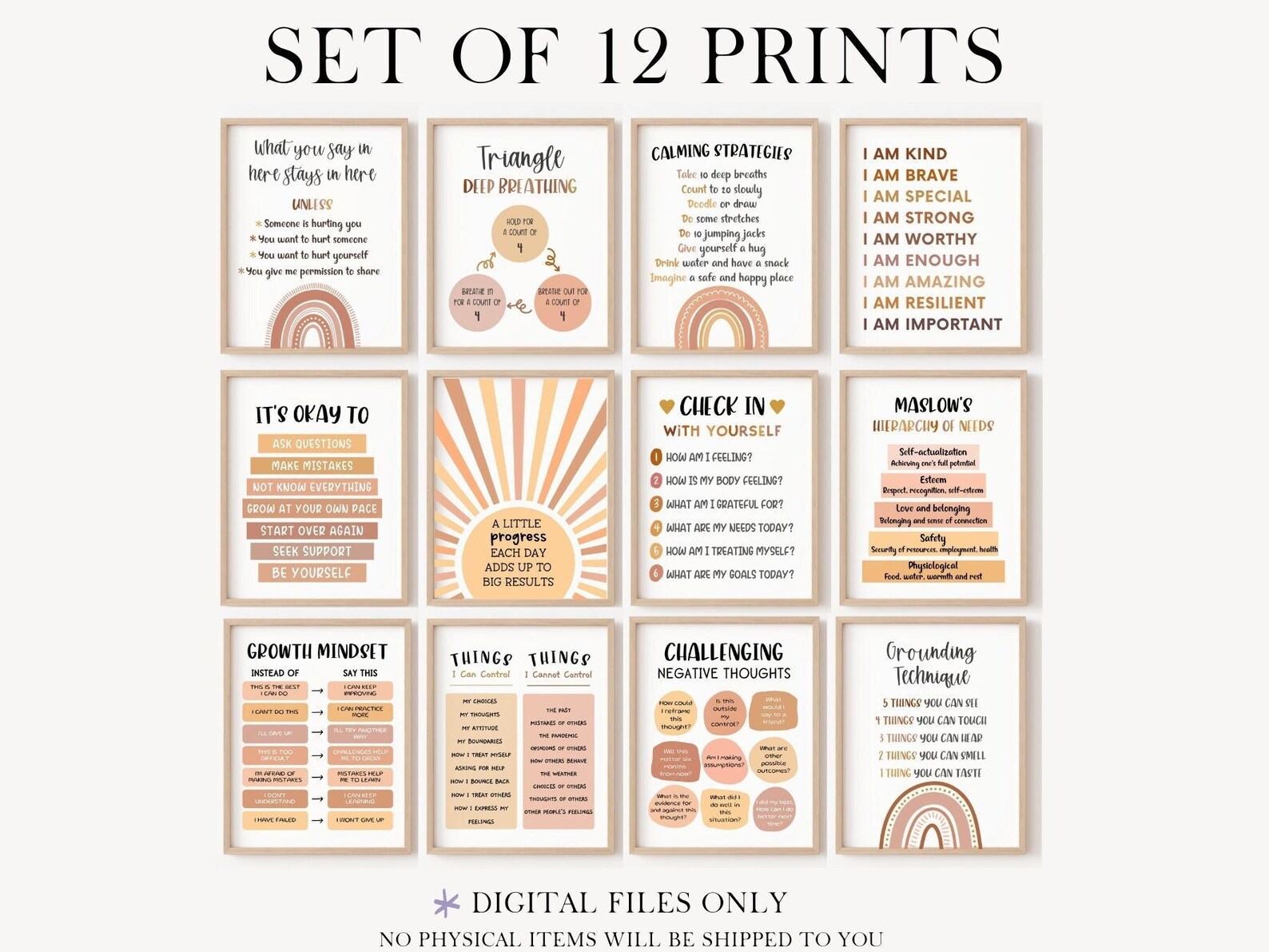 Boho 12 School Counselor Office Decor Poster Psychologist Wall Art ...