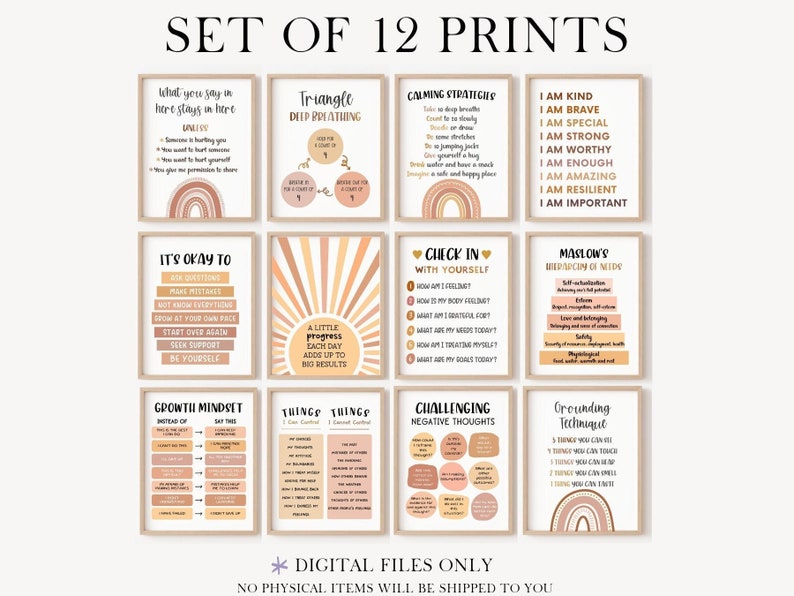 Boho 12 School Counselor Office Decor Poster Psychologist Wall - Etsy