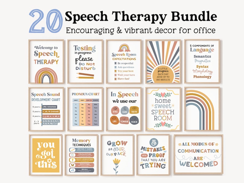 20 Speech Room Therapy Poster Speech Language Pathologist SLP Office ...