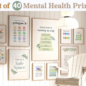 40 Mental Health Poster Decor Bundle Counseling Office Decor ...