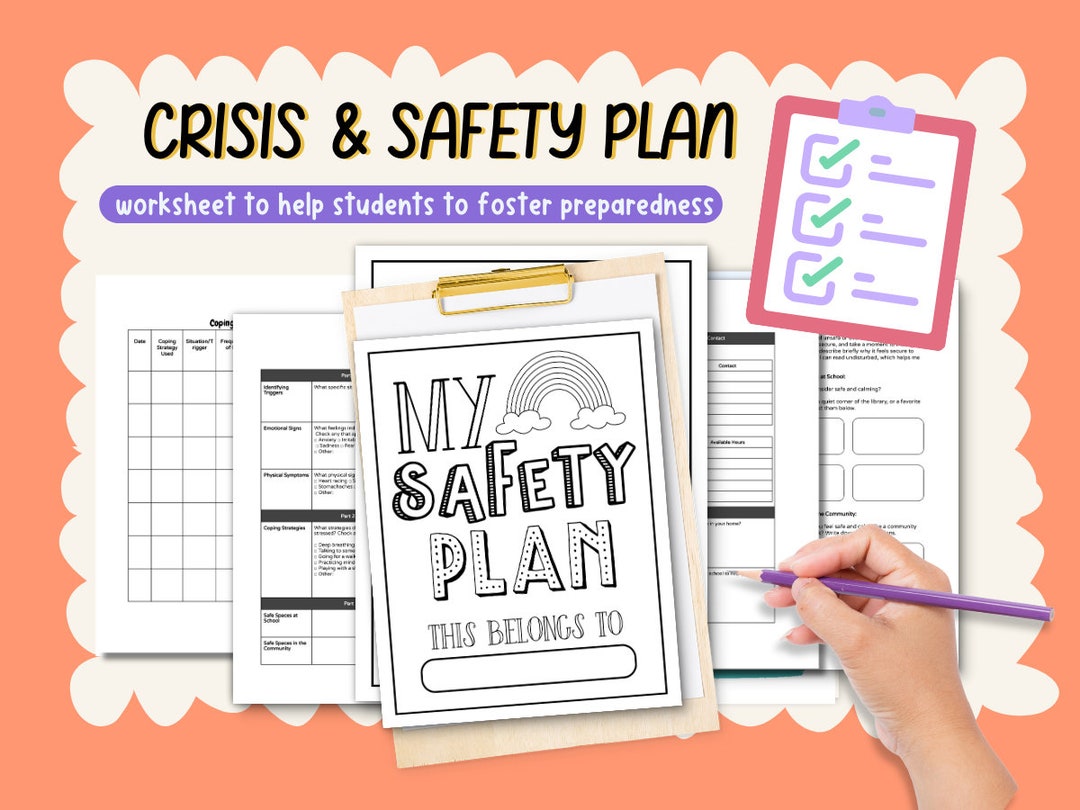 Crisis Safety Plan Workbook Worksheets Counseling Activities Counselor ...