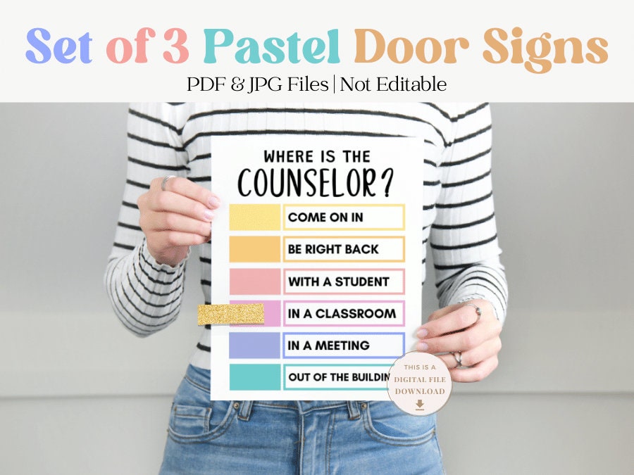 3 School Counseling Door Sign Decor Counselor Poster Wall Art School ...