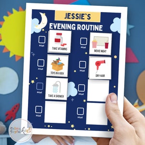 Bedtime Routine Checklist Morning Chart Editable Board Kids Visual ...