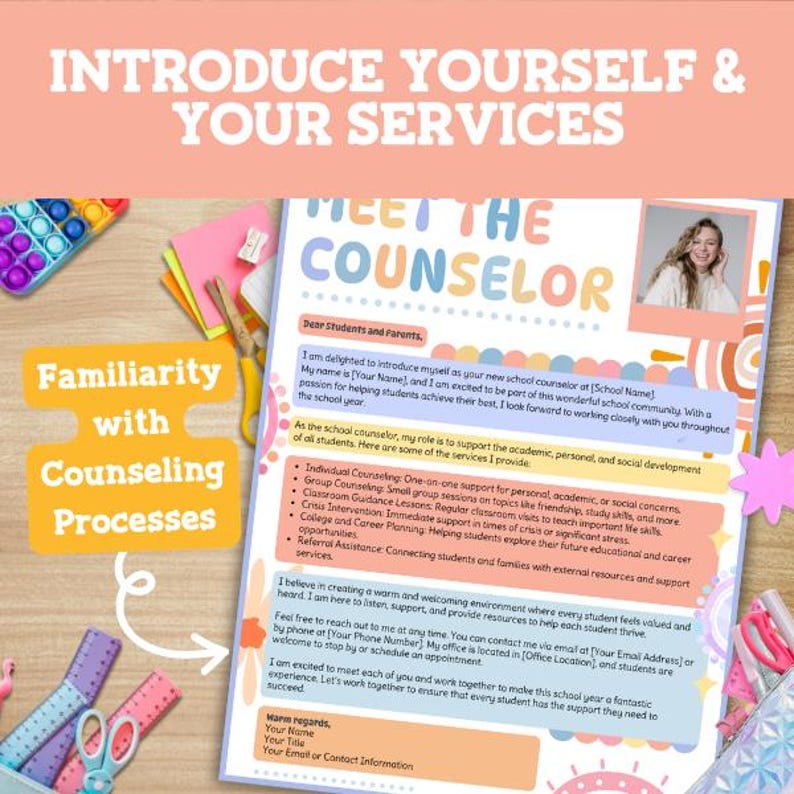 Meet the Counselor Introduction Letter to Parents Students Staff ...