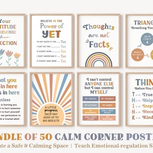 50 Calm Corner Posters Toddler Sign Feelings Thermometer Chart Emotions ...