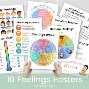10 Feelings Posters School Counseling Office Decor Counselor Therapy ...