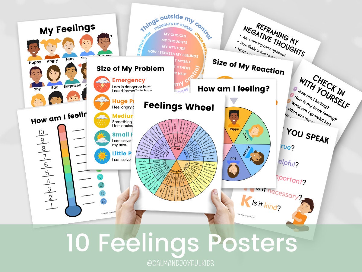 10 Feelings Posters School Counseling Office Decor Counselor Therapy ...