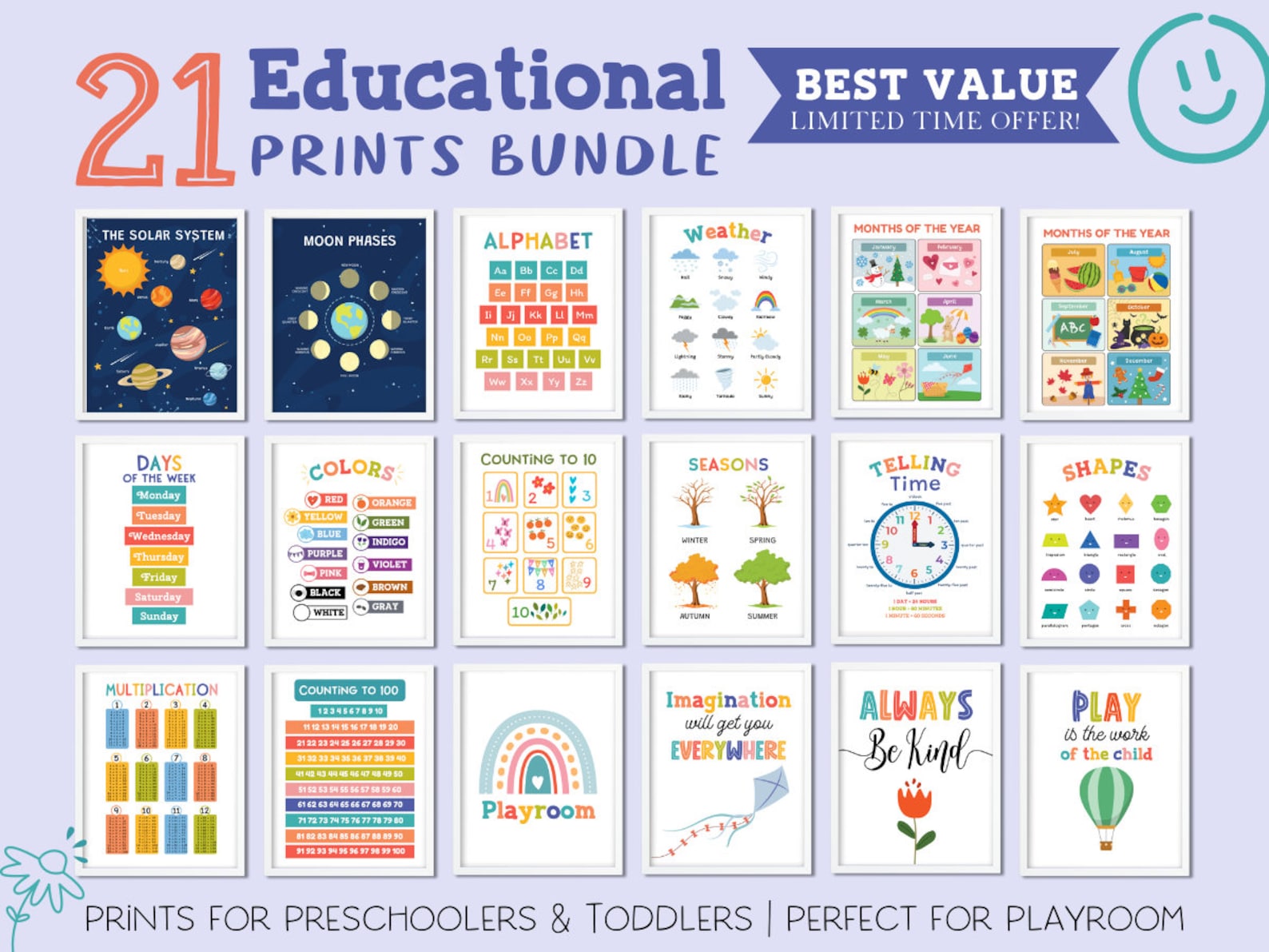 21 Preschool Educational Bundle Posters Set Playroom Rules - Etsy UK