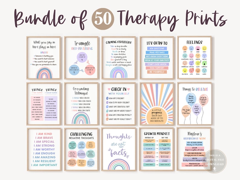 50 School Counseling Posters Counselor Office Decor Psychologist ...