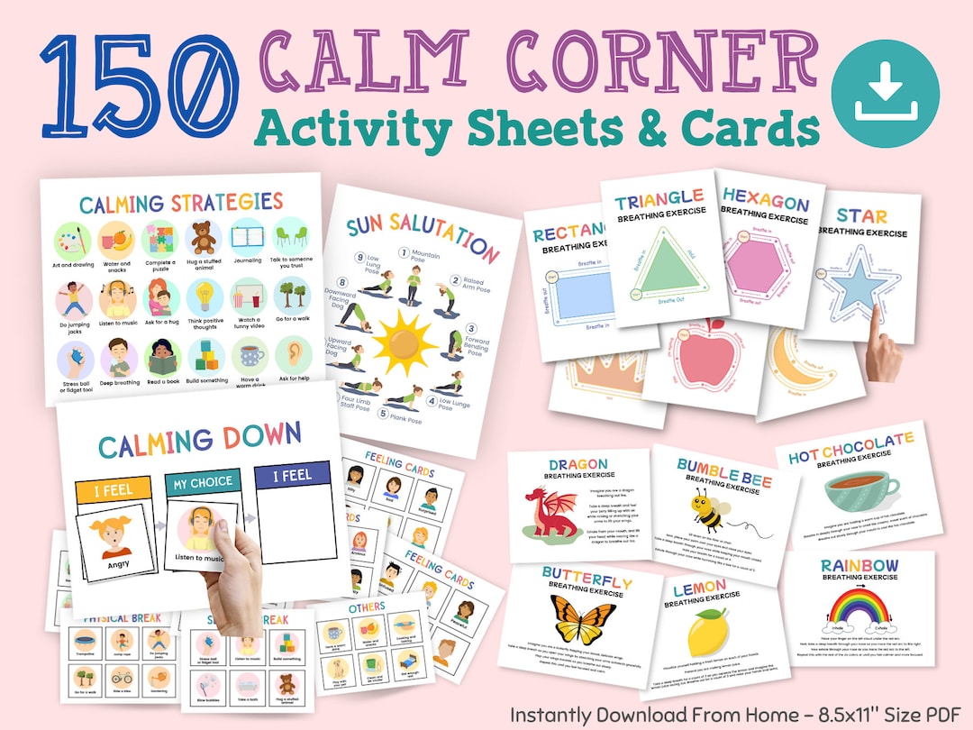 150 Calm Down Corner Kit Posters Sign Calming Decor Prints Breathing ...