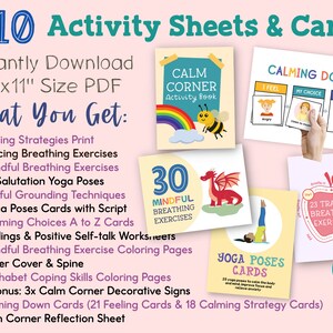 210 Anxiety Coping Skills Cards Mindful Breathing Exercises Kids ...