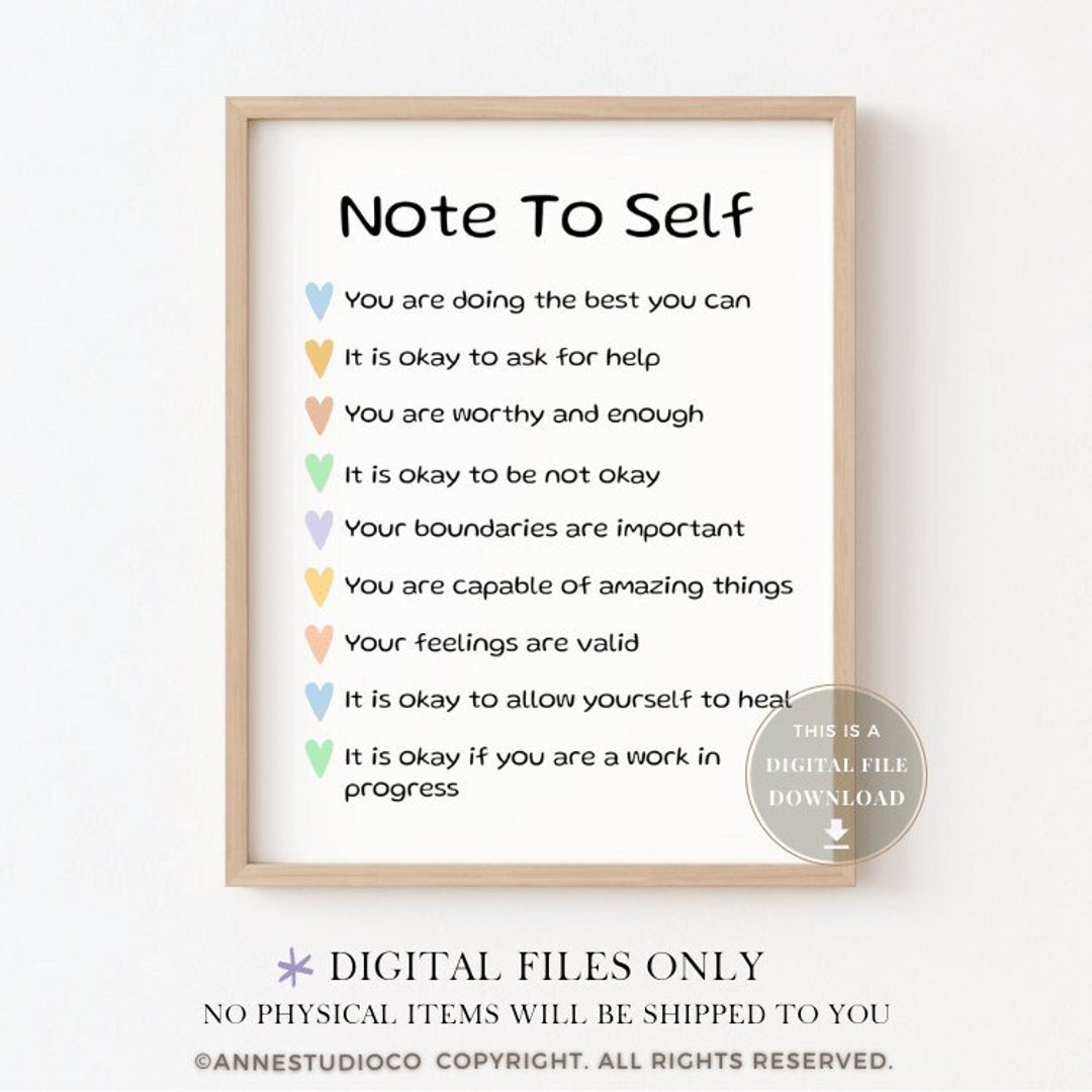 Note to Self Poster Social Worker Office Decor Psychology Wall Board ...