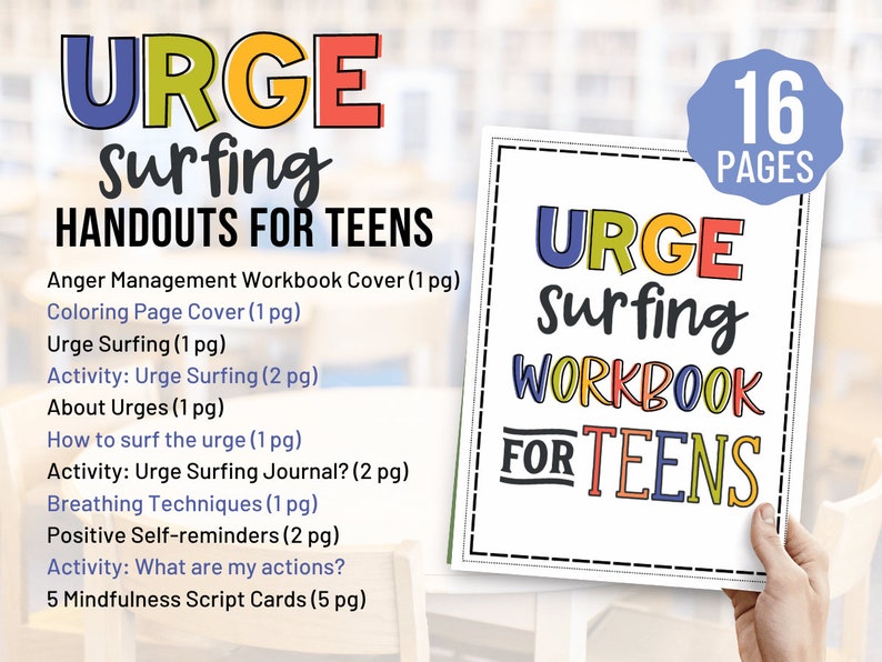 Urge Surfing Therapy Handout Counselor Worksheets Teens Kids - Etsy