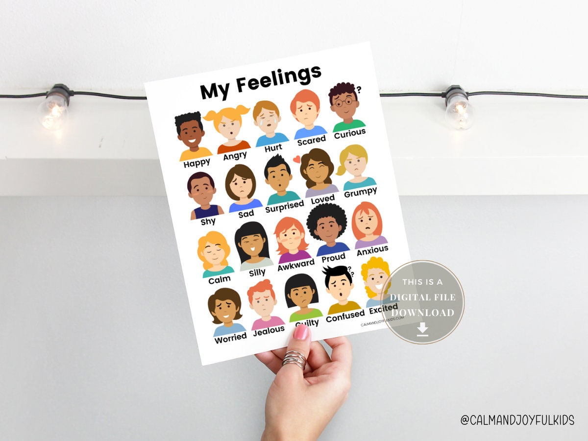 Emotions Chart Printable Social Worker Office Decor School - Etsy