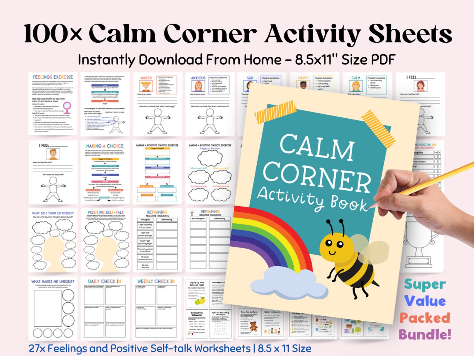 180 Calm Down Corner Kit Calming Posters Sign Decor Breathing Cards ...