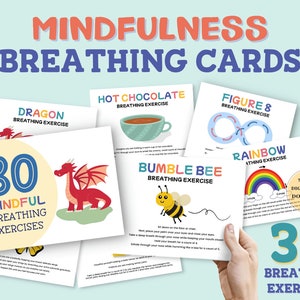 30 Breathing Exercises Poster Cards Mindful Coping Skills SEL ...