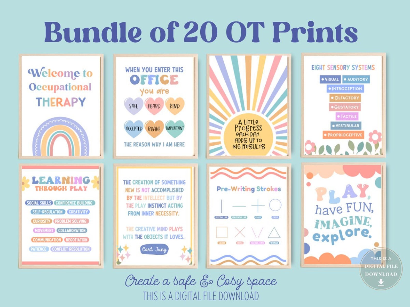 20 Occupational Therapy Poster Office Decor OT School Therapist Wall ...