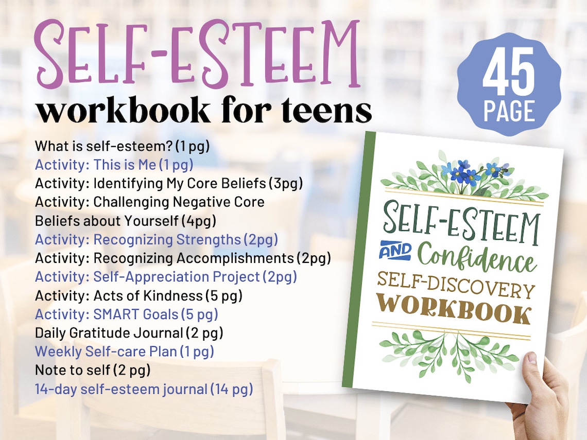 Self-esteem Workbook Teens Worksheet Confidence Therapy Counseling ...