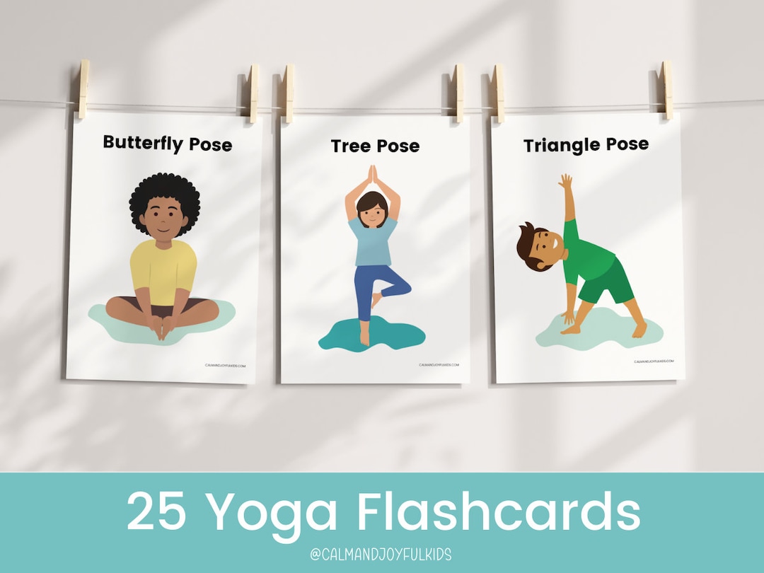 25 Yoga Poses Cards Calm Down Corner Calming Printable Kit School ...
