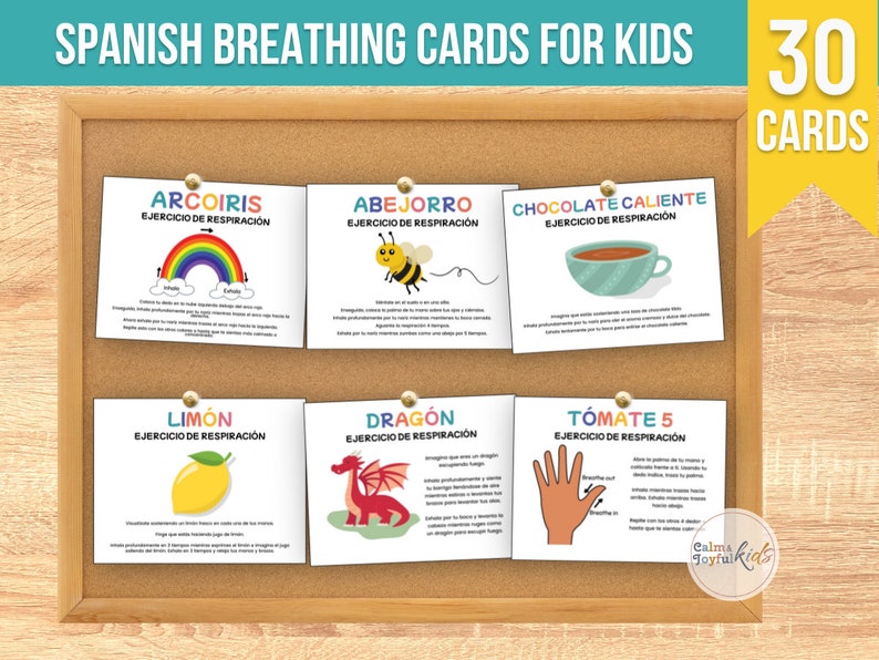 Spanish Breathing Cards for Kids Anxiety SEL Calm Down Corner - Etsy