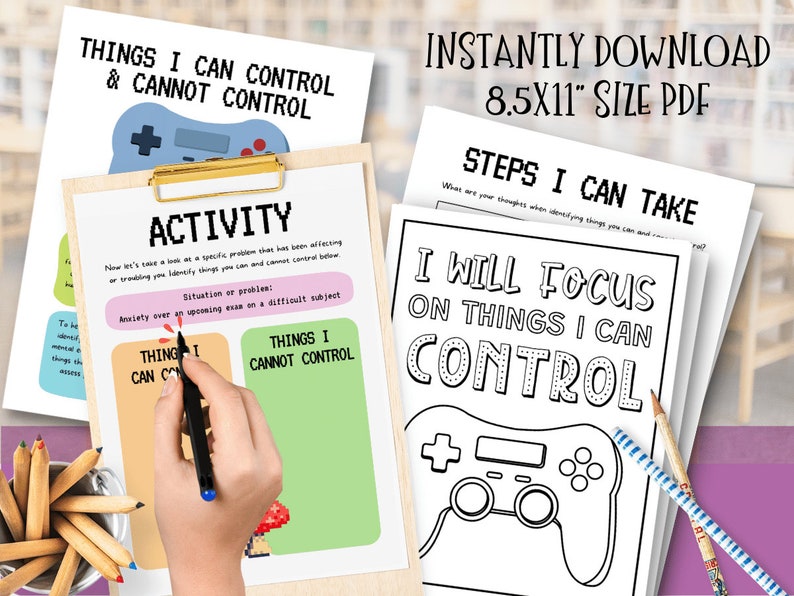 Things I Can Control Therapy Worksheet Kids Anxiety Teens - Etsy