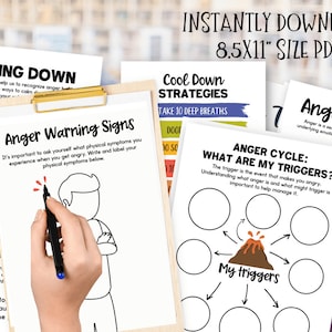 Anger Worksheets Management for Kids Counselor Workbook Therapy ...