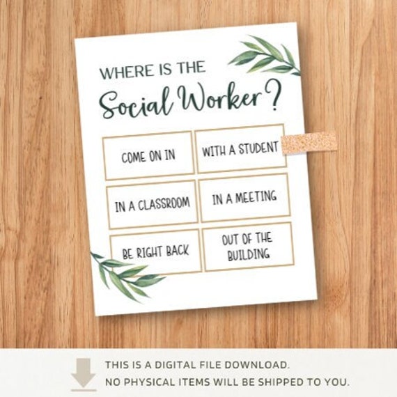 School Social Worker Sign Door Social Work Office Decor for - Etsy