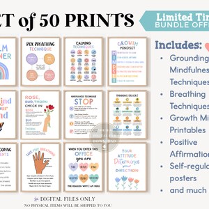 50 Mental Health Poster Bundle Counselling Office Decor Counselor ...