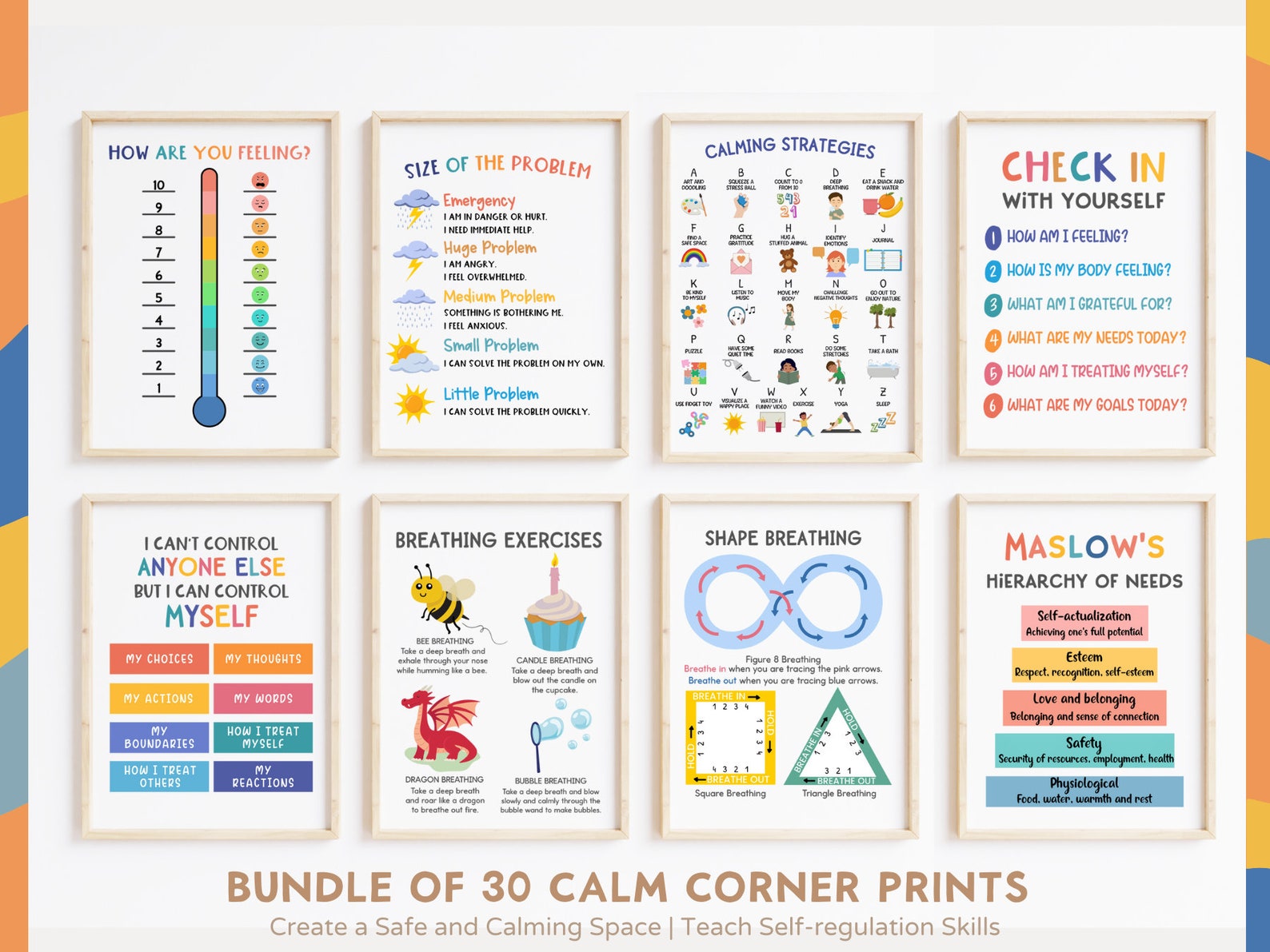 30 Calming Corner Wall Art Poster Calm Down Strategies Sign - Etsy