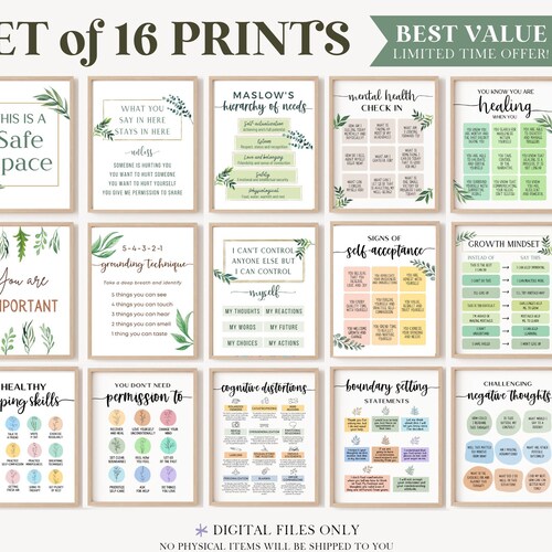 SET 6 Therapy Office Decor Counselor Posters School - Etsy