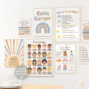 50 Calm Corner Posters Toddler Sign Feelings Thermometer Chart Emotions ...