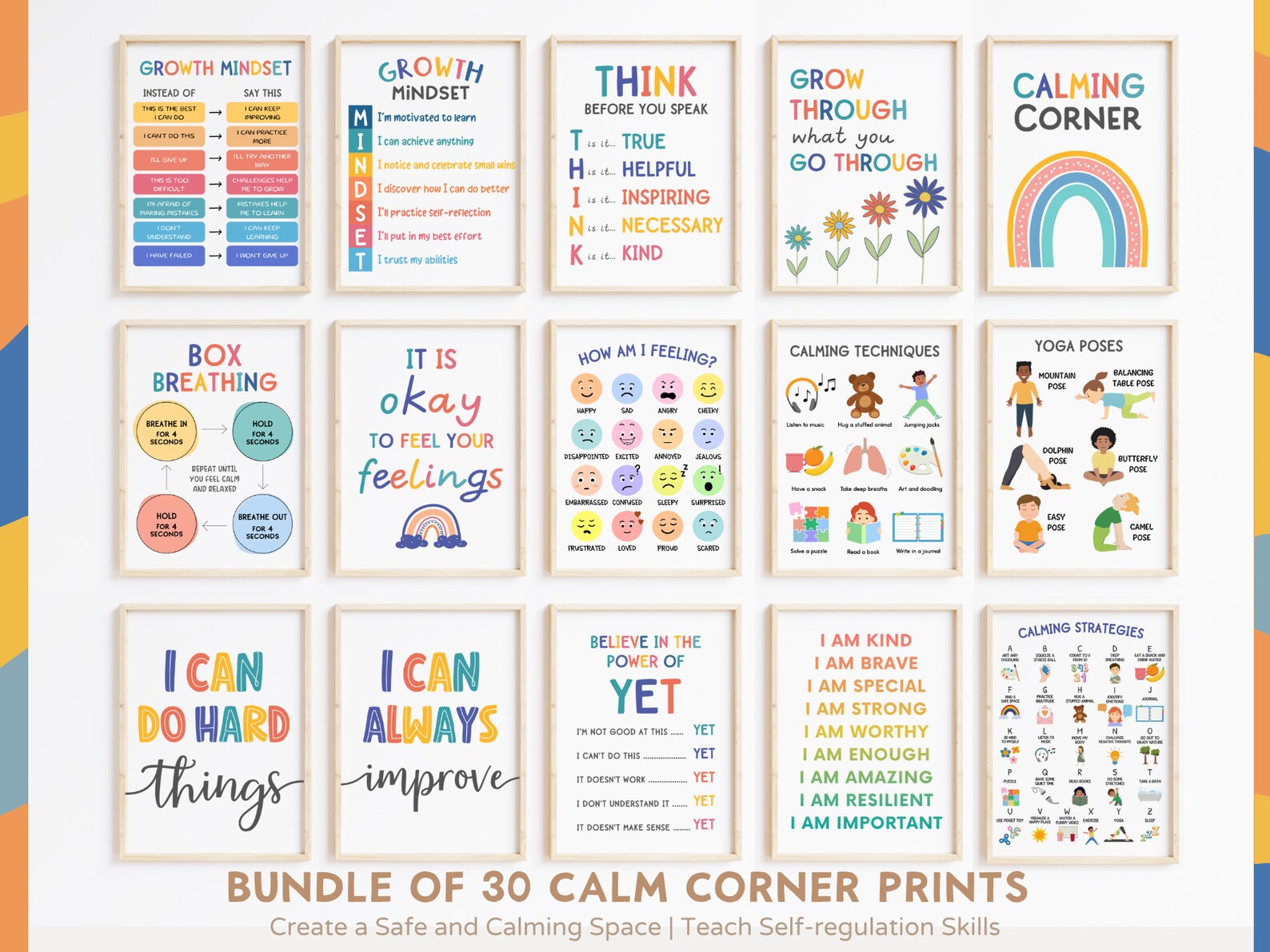 30 Calming Corner Wall Art Poster Calm Down Strategies Sign - Etsy