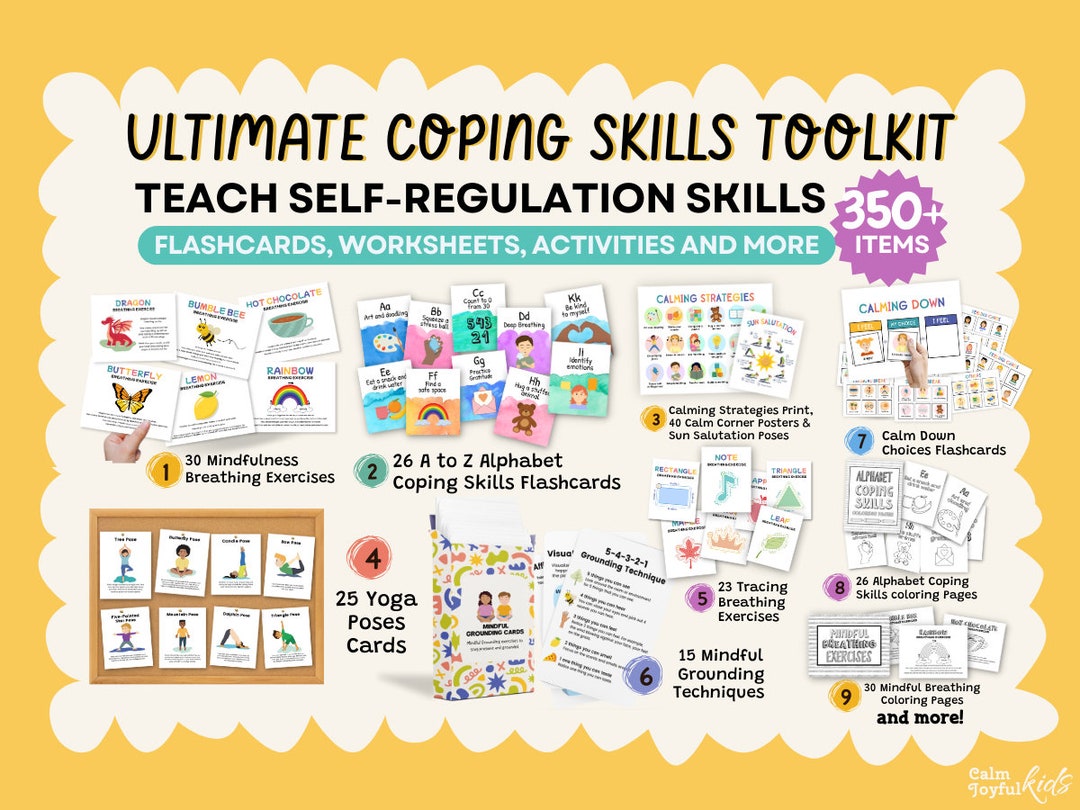 350 Mindfulness for Kids Cards Download Coping Skills Calming ...