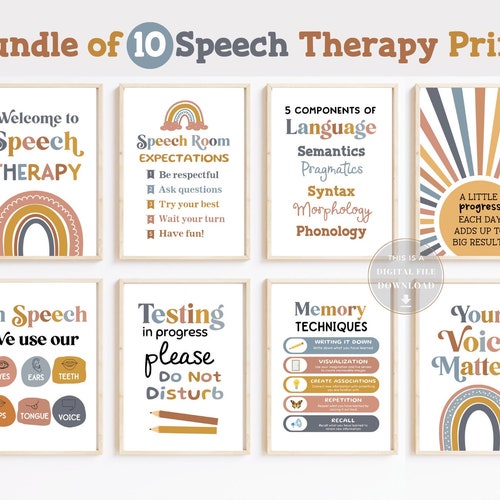 Speech Therapy Room Decor Set of 10 Speech Posters SLP - Etsy
