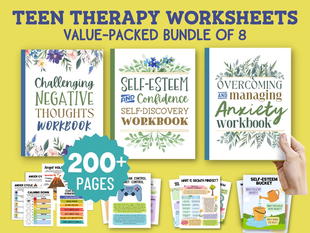 200 Therapy Worksheet for Teens Counseling Therapist Workbook Handouts ...