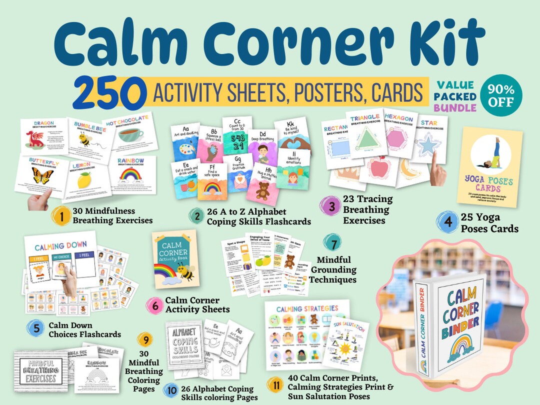 250 Calming Corner Poster Kit Calm Down Kids Behavior Management Anger ...